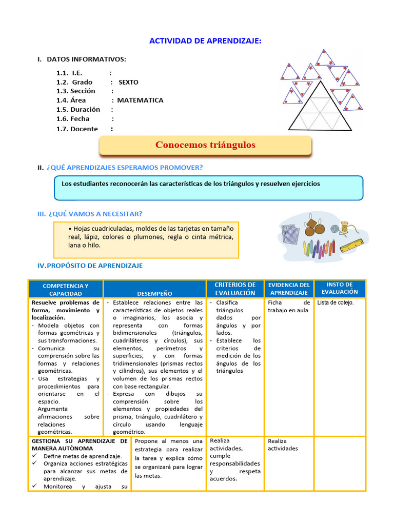 D4 A2 SESION MAT. Conocemos Triángulos | PDF | Triángulo | Ángulo D4 A2 SESION MAT. Conocemos Triángulos | PDF | Triángulo | Ángulo