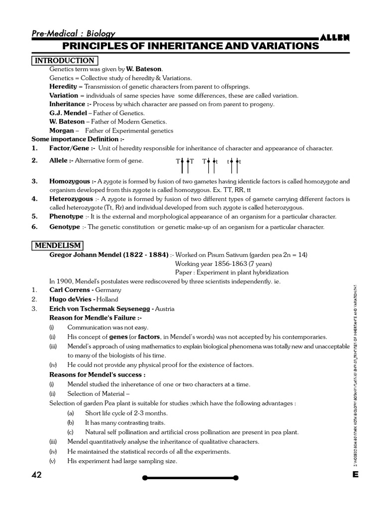Principle of Inheritance and Variation | PDF | Genetic Linkage | Dominance (Genetics)