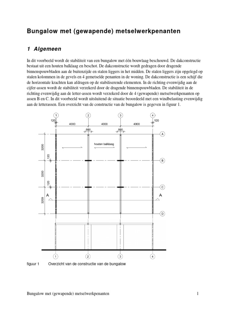 Bungalow Met Gewapende Metselwerkpenanten Met Statica Uitvoer | PDF