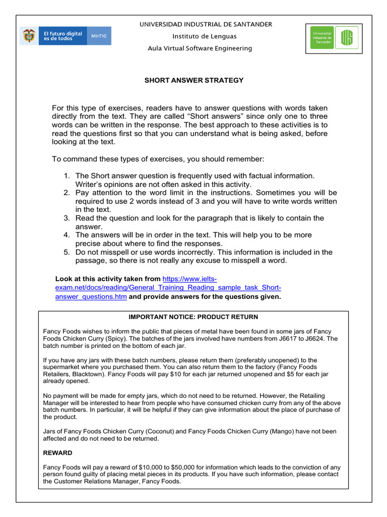 Short Answer Strategy | PDF | Career & Growth | Self-Improvement