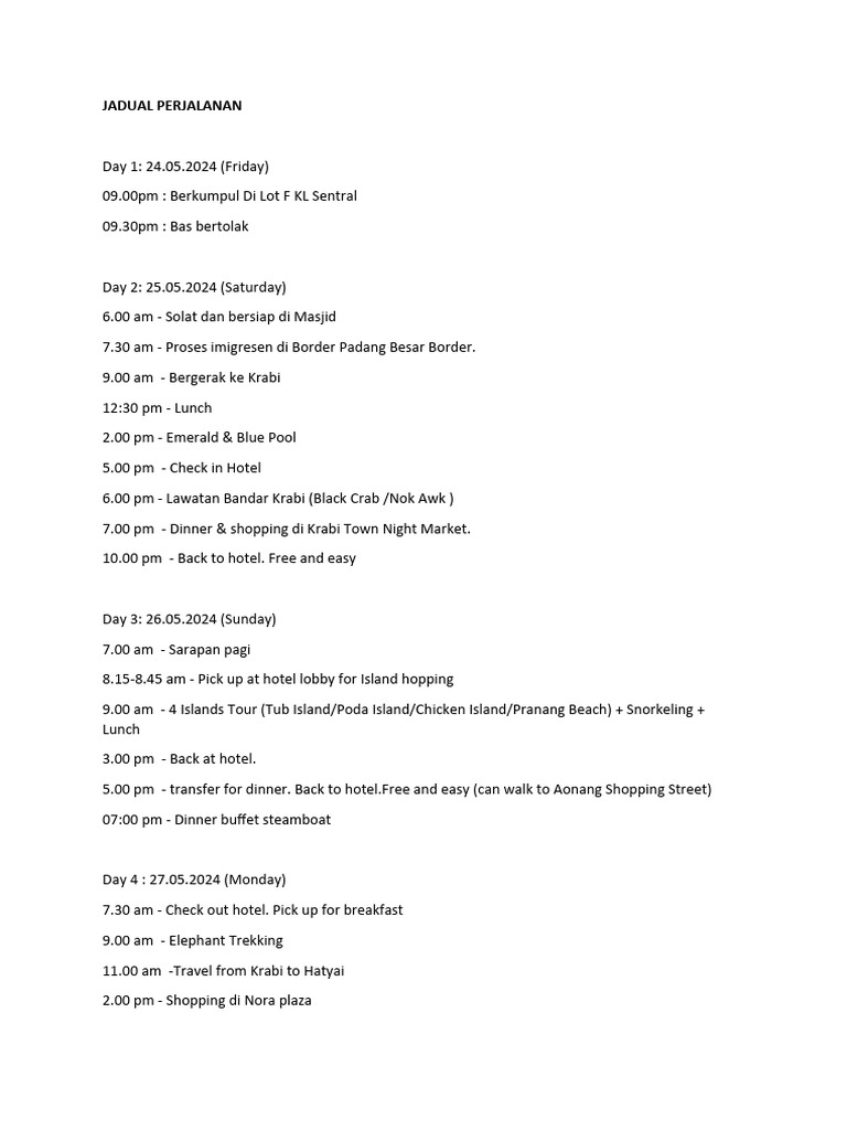 Jadual Perjalanan Pdf