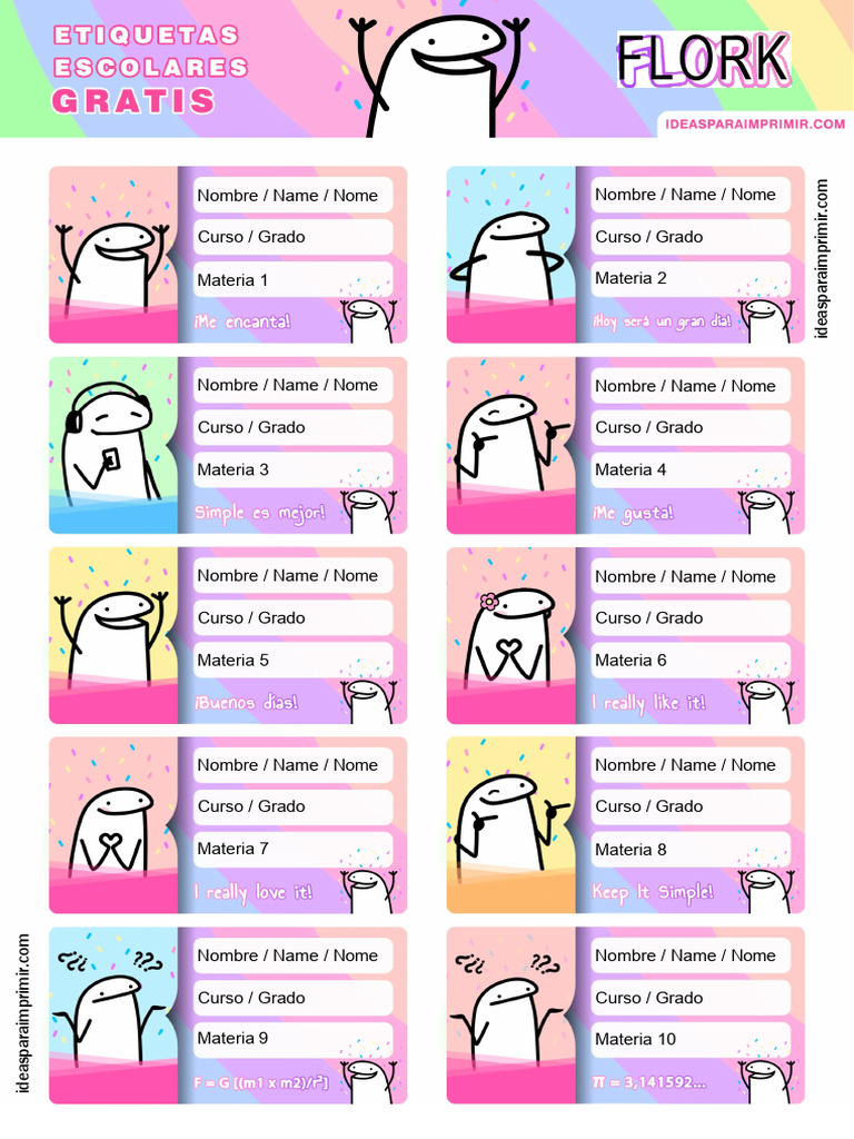 Etiquetas Escolares Flork Editables Gratis | PDF Etiquetas Escolares Flork Editables Gratis | PDF