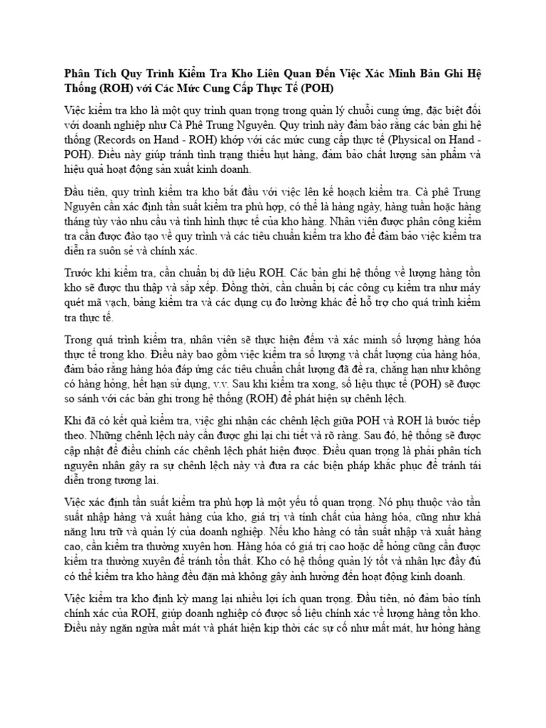 Quy trình Kiểm tra kho | PDF