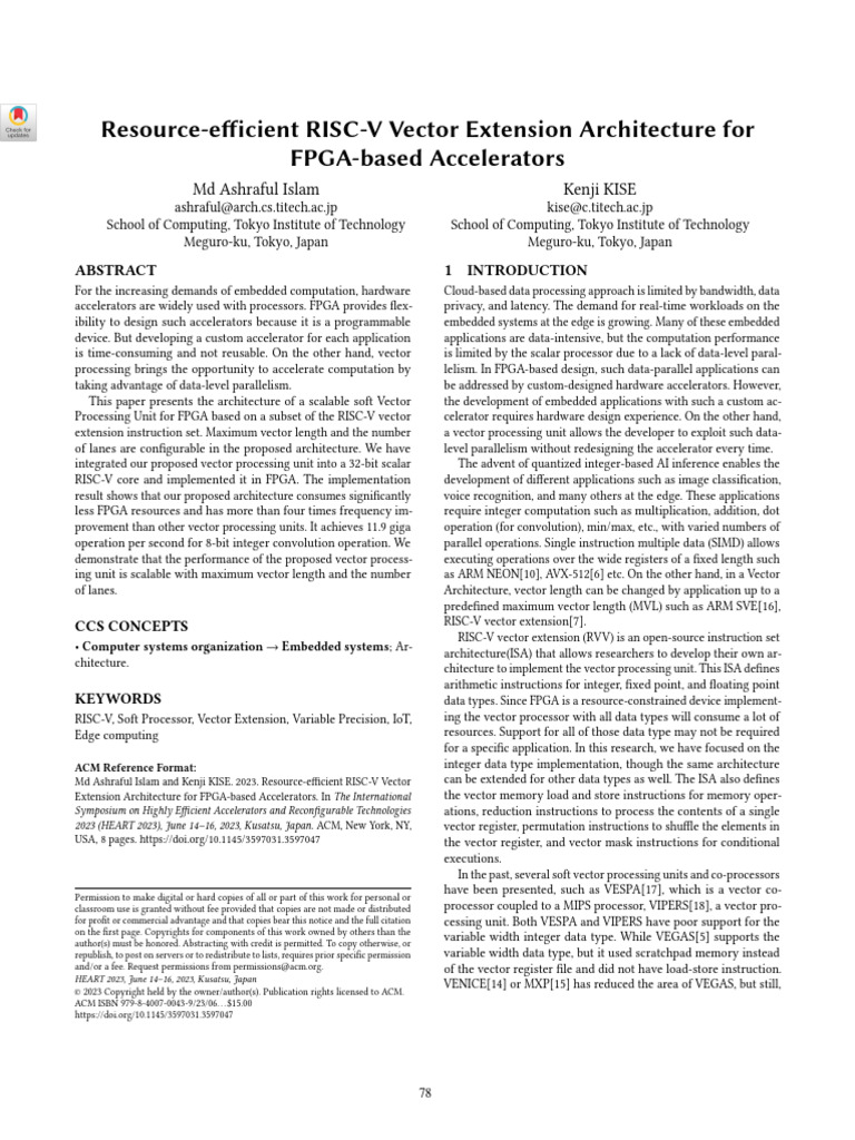 Resource-Efficient RISC-V Vector Extension Architecture For FPGA-based ... Resource-Efficient RISC-V Vector Extension Architecture For FPGA-based ...