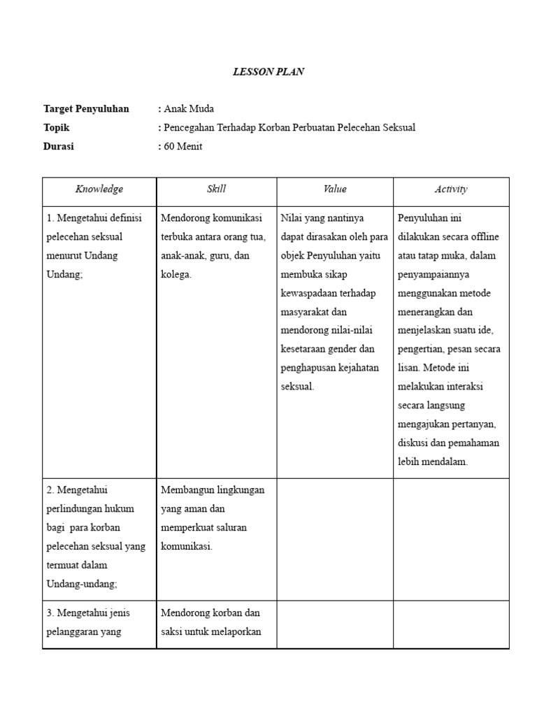Contoh Lesson Plan | PDF | Ilmu Sosial