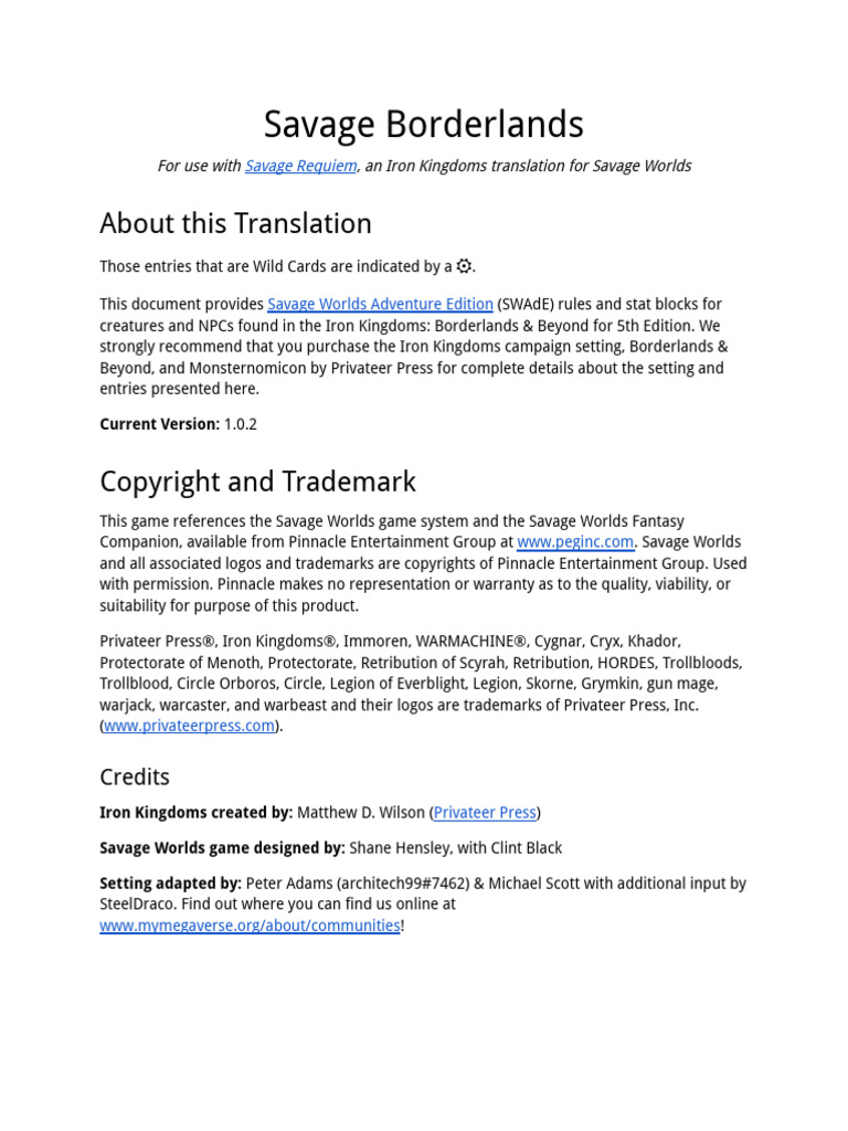 Savage Borderlands & Beyond | PDF