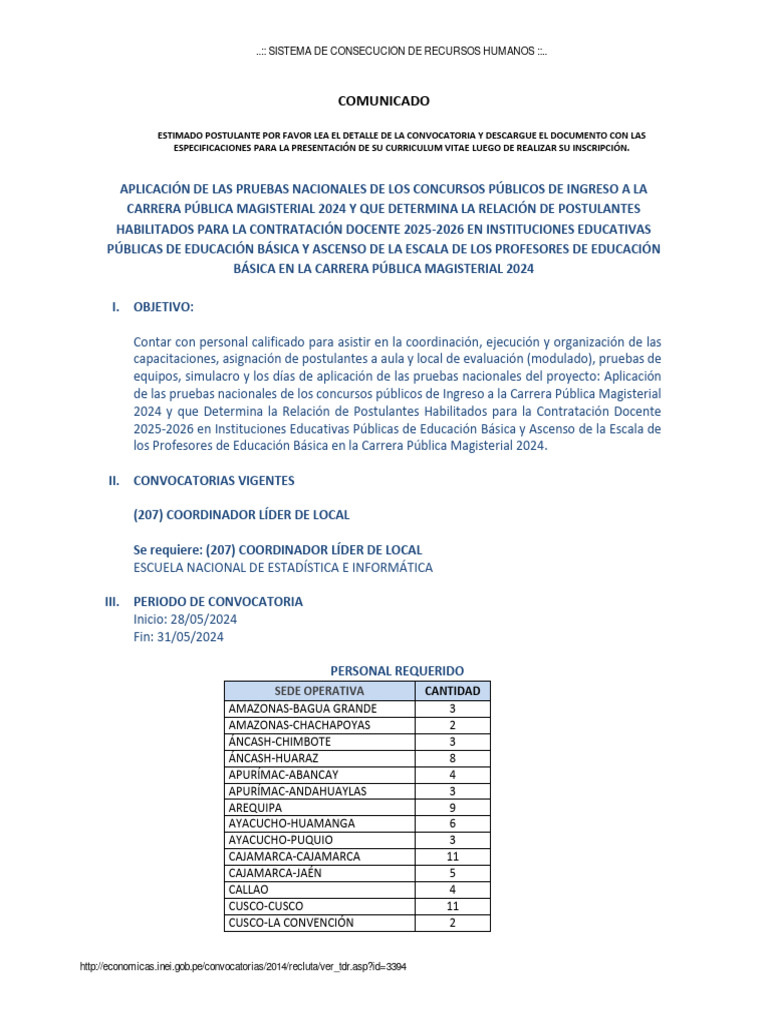 Convocatoria Coordinador Líder de Local (207) .v2 | PDF