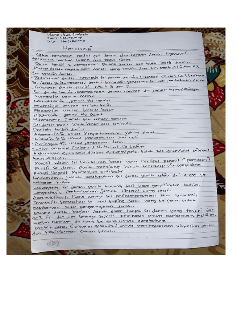 Resume Hematologi IBNU SHIHAB | PDF