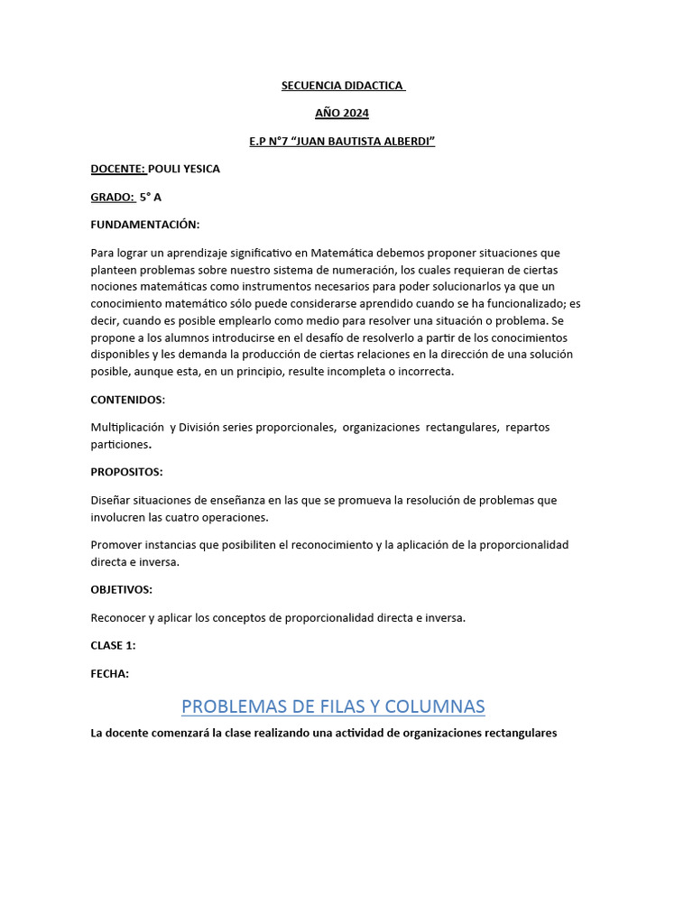 Secuencia Didactica Numeros Naturales 2 Pdf Enseñando Matemáticas