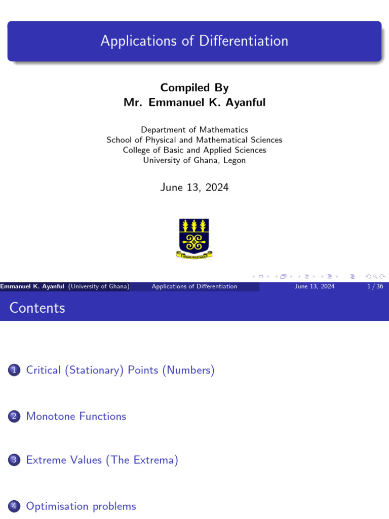 MATH 122 Lecture Slides Application of Differentia 240618 172742 | PDF | Mathematical ...