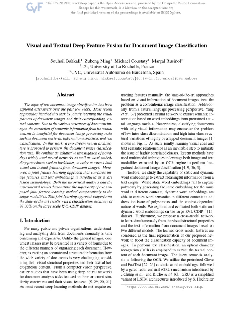 Bakkali Visual And Textual Deep Feature Fusion For Document Image Classification Cvprw 2020