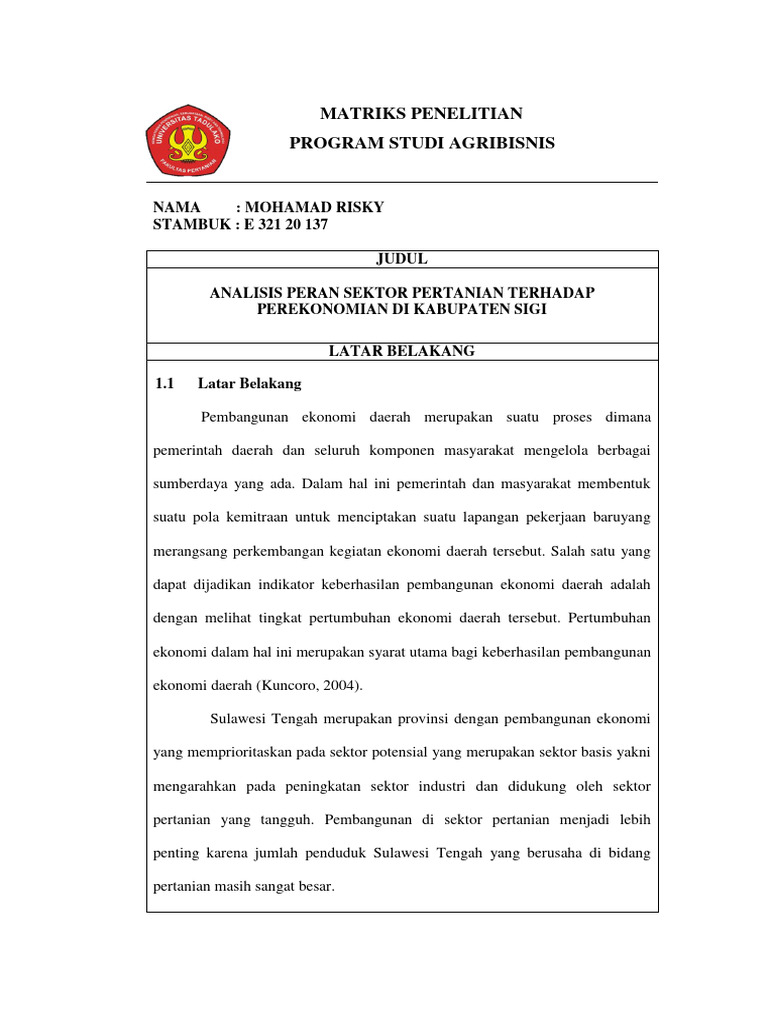 Matriks Penelitian Fix - Rizky | PDF