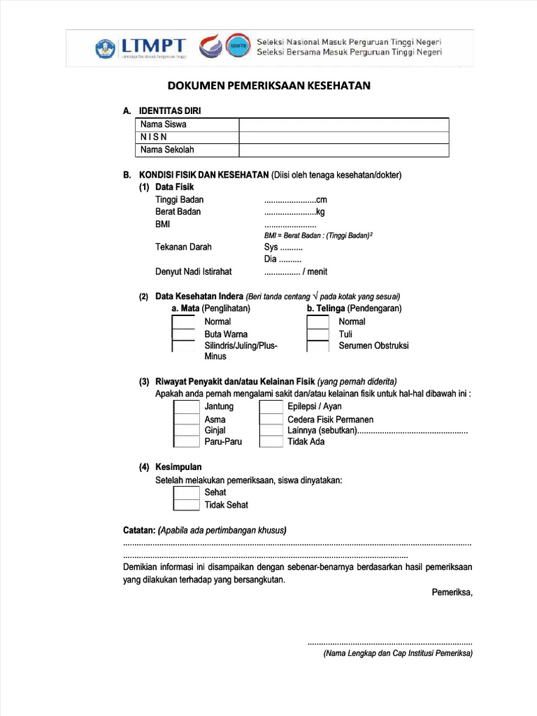 Pemeriksaan Kesehatan Siswa | PDF | Kesehatan Holistik
