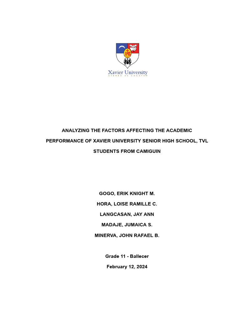 Camiguin TVL Students' Academic Factors | PDF | Survey Methodology | Teachers