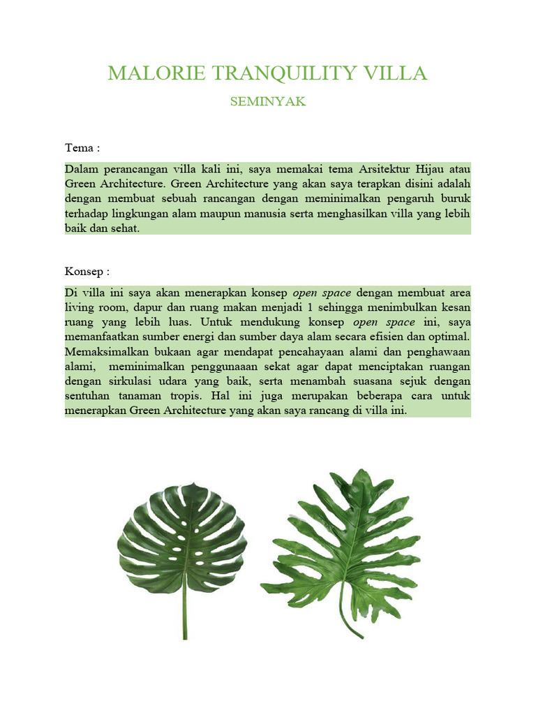 Desain Villa Tropis Berkonsep Green Architecture | PDF