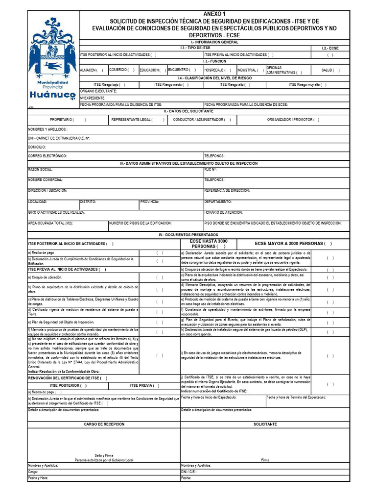 Anexos Itse | Descargar gratis PDF | edificio | Documento de identidad