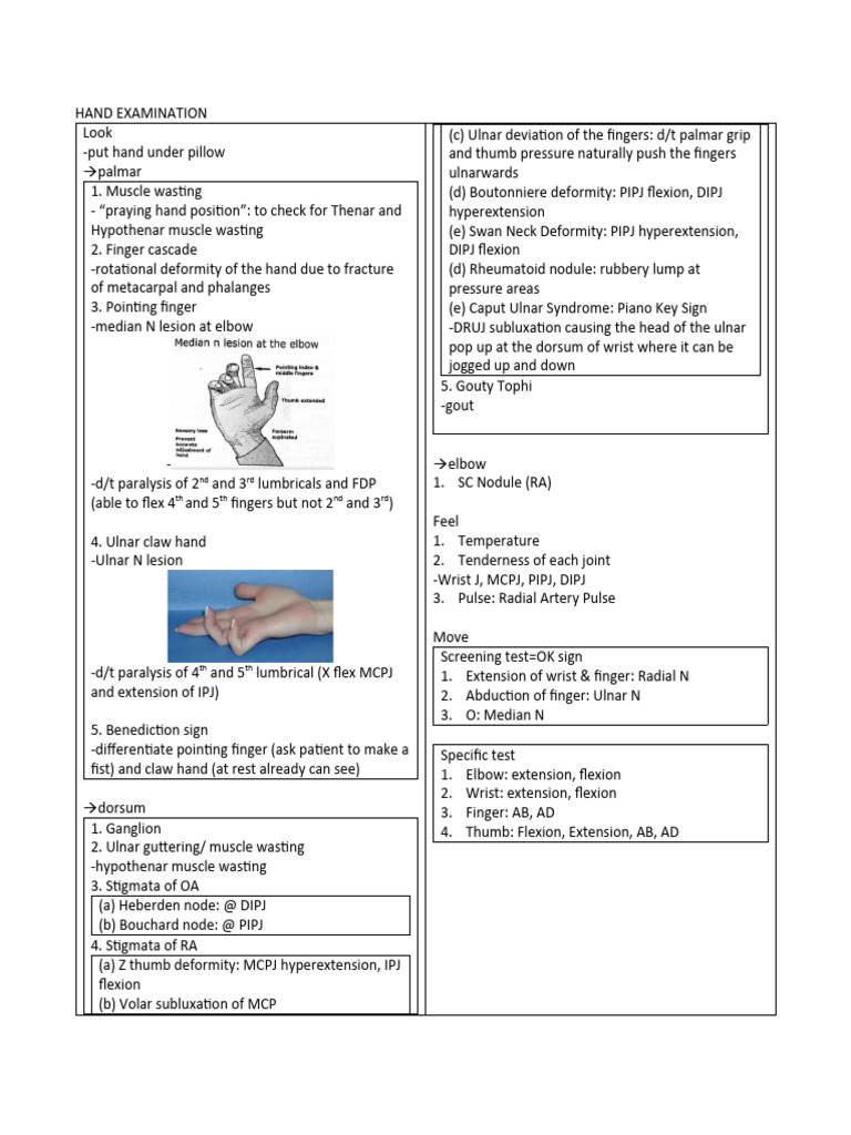 O - Hand Examination | PDF | Hand | Anatomical Terms Of Motion