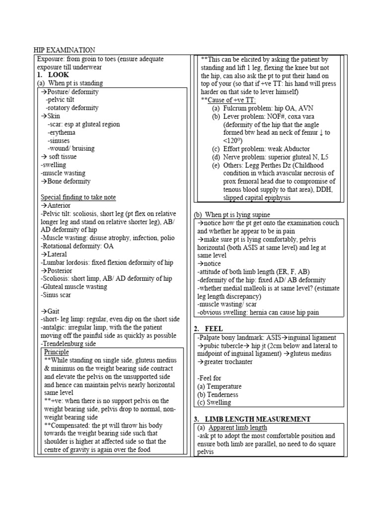 O-Hip Examination | PDF | Hip | Musculoskeletal Disorders