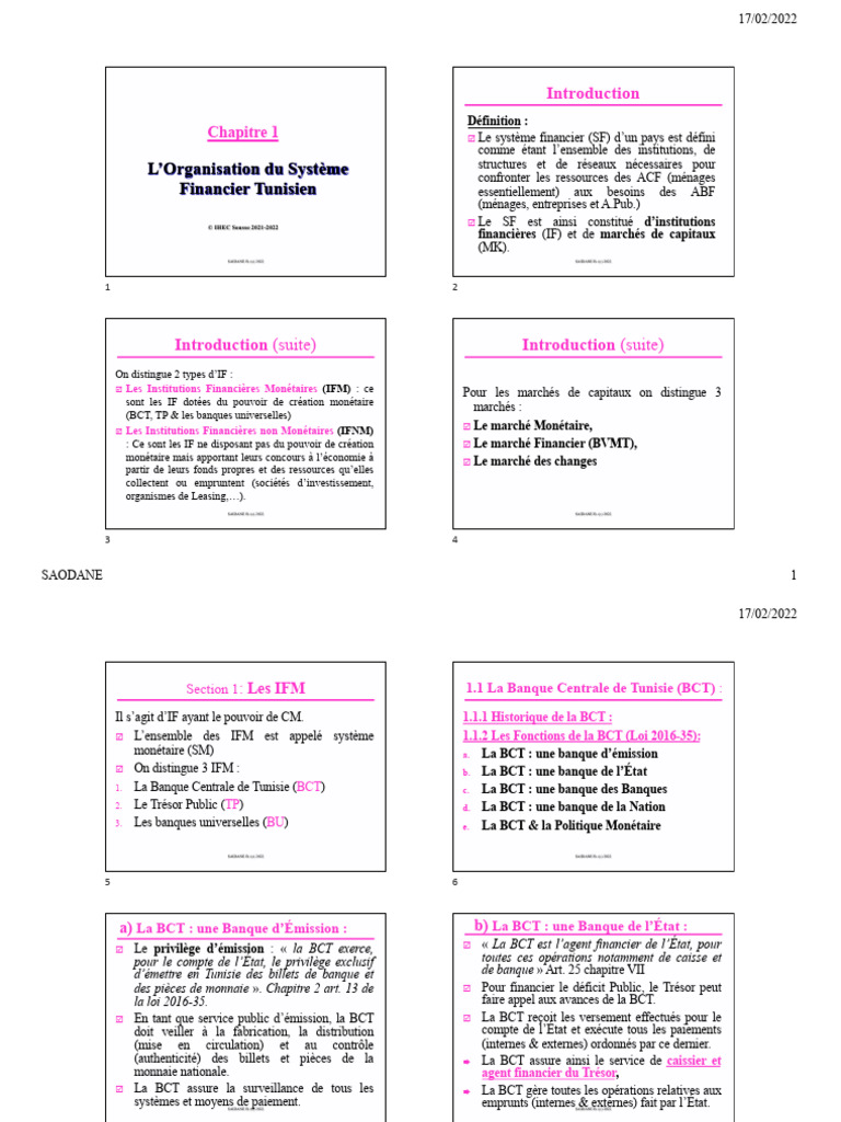 Définition du Système Financier Tunisien | PDF | Banques | Argent