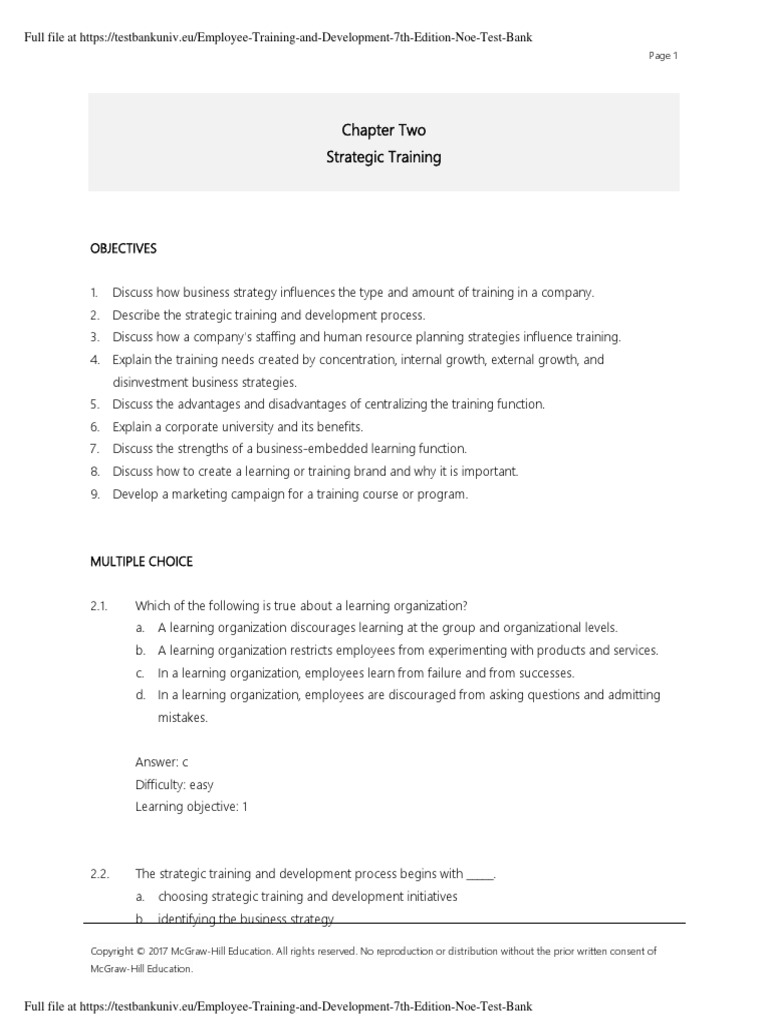 Employee Training and Development 7th Ed | PDF | Strategic Management ...