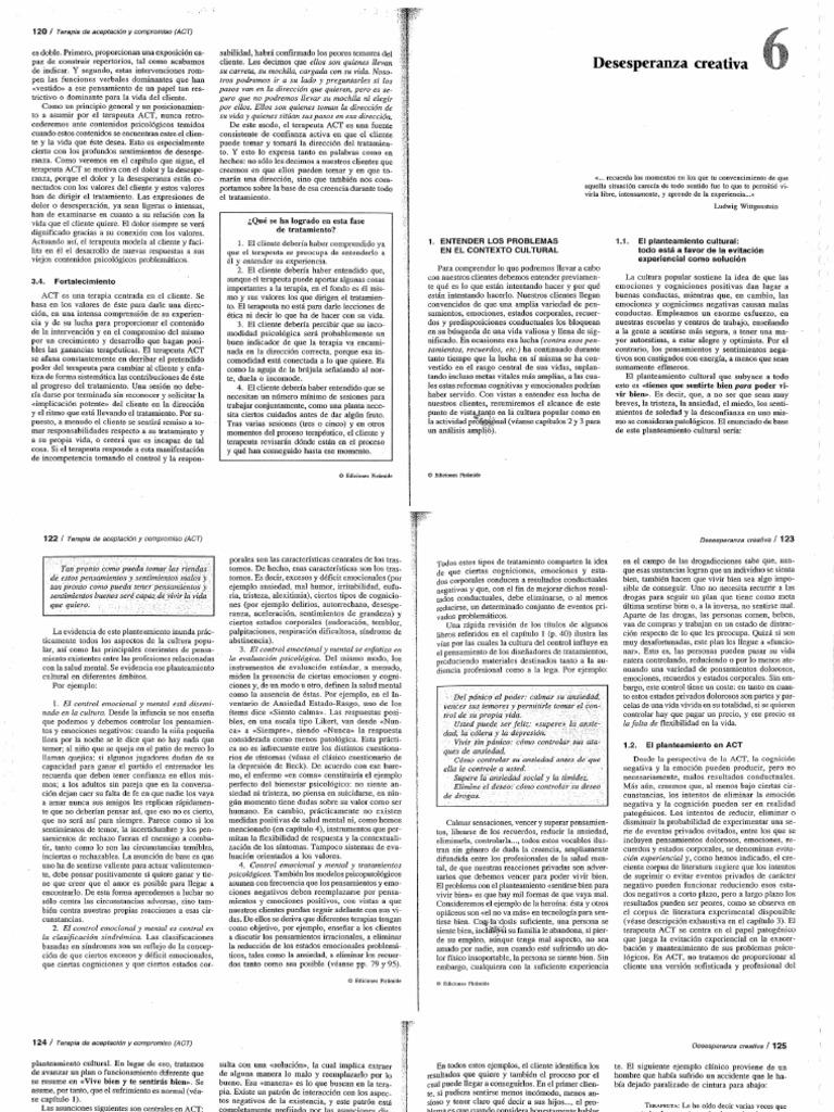 Wilson y Luciano - Terapia de Aceptacion y Compromiso. Cap. 6 (OCR) | PDF | Las emociones ...