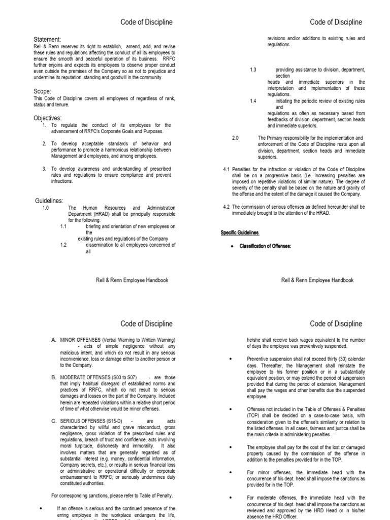Code of Discipline | PDF | Disciplines | Employment