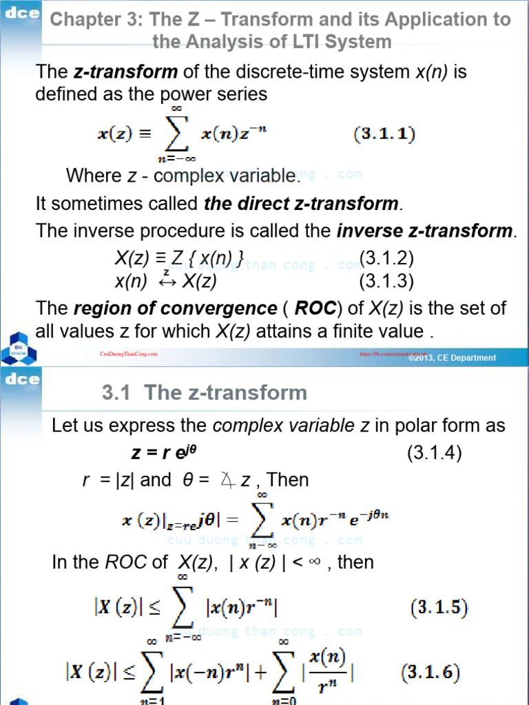 Chuong - 3 - The Z - Transform and Its Application To The Analysis of Lti System | PDF ...