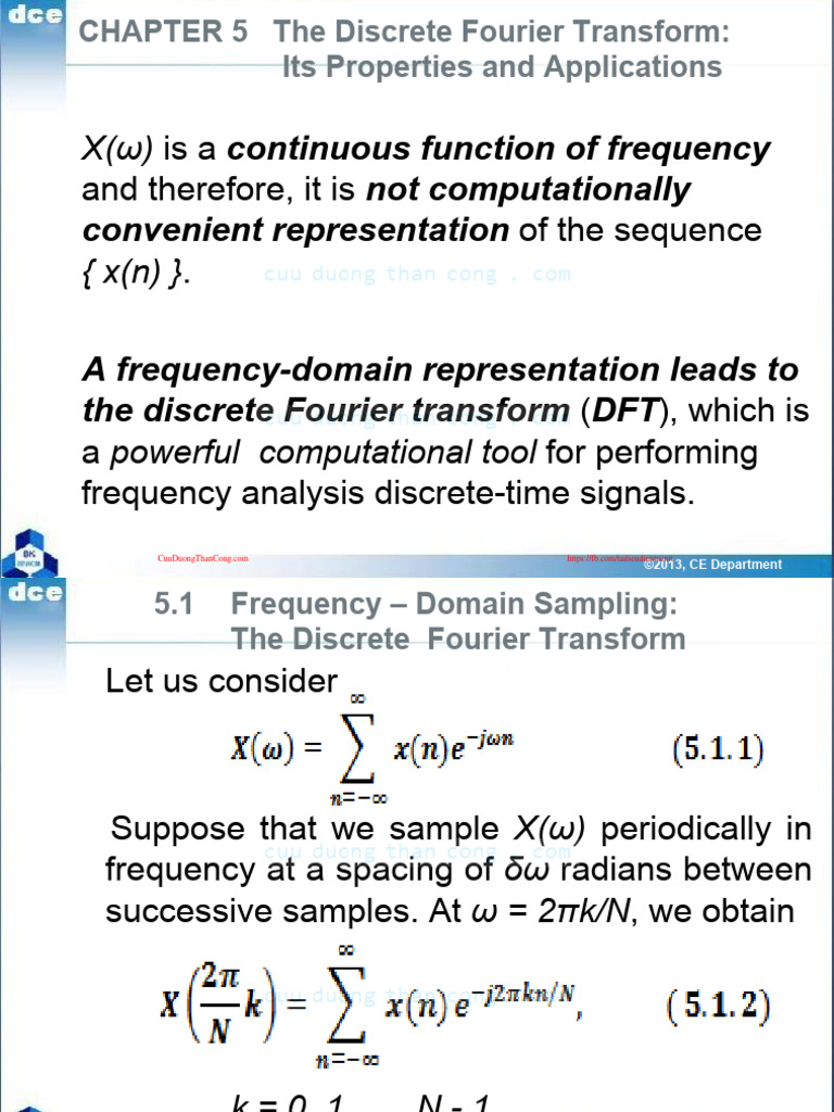 Chuong - 5 - The Discrete Fourier Transform - Its Properties and ... Chuong - 5 - The Discrete Fourier Transform - Its Properties and ...