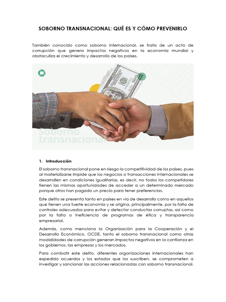 Soborno Transnacional Qué Es y Cómo Prevenirlo | PDF | Corrupción ...