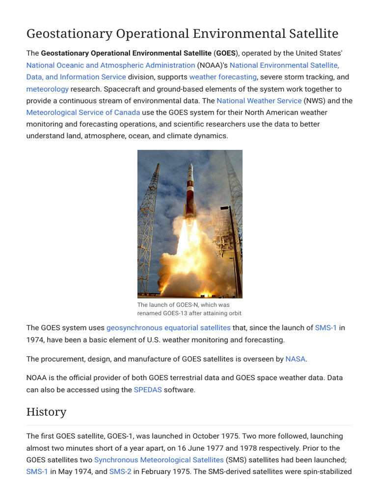 Geostationary Operational Environmental Satellite - Wikipedia | PDF ...