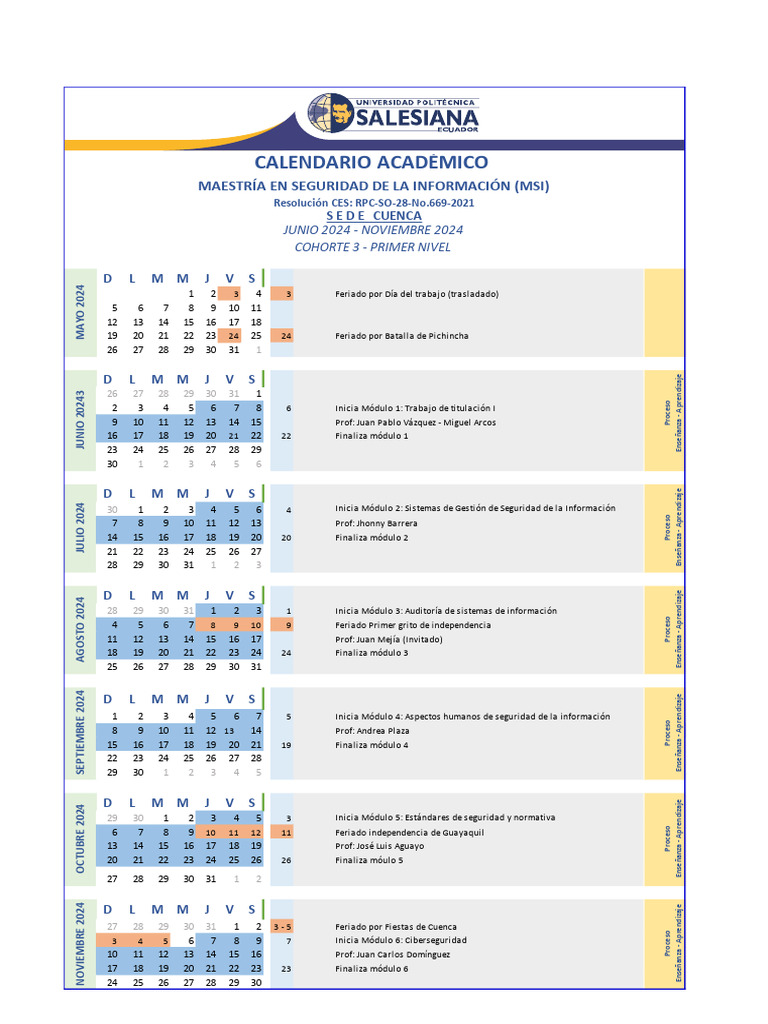 Calendario 2024 2025 Msi (TC) S1 | PDF