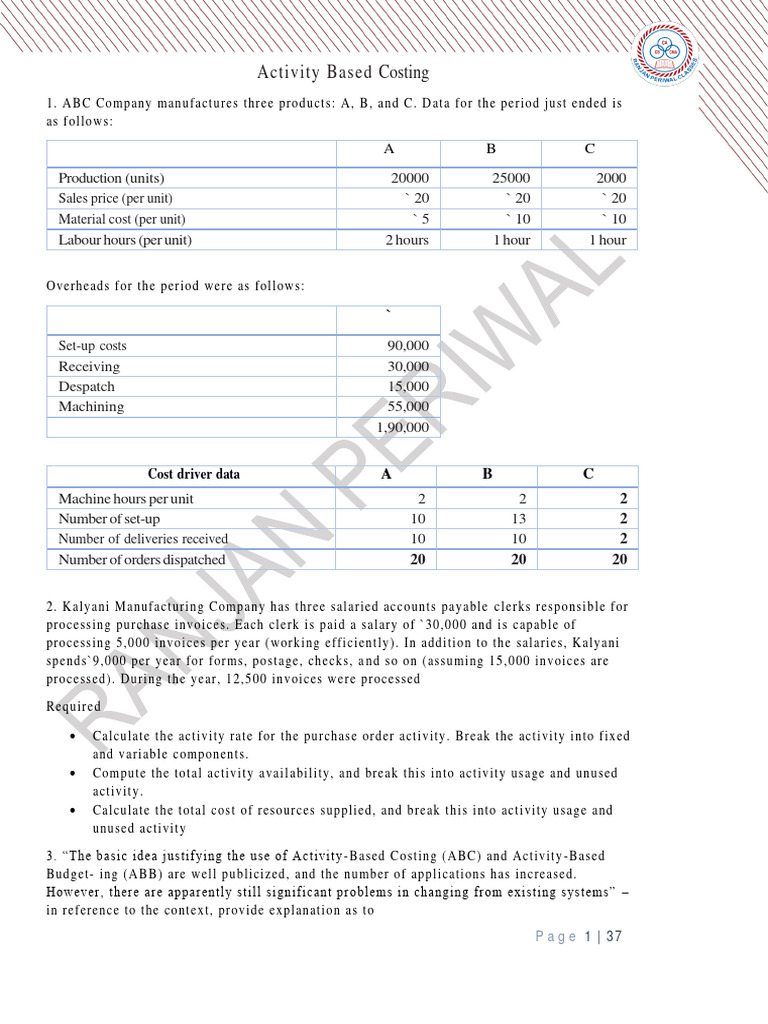 CMA Inter Management Accounting Importent Questions | PDF | Profit (Economics) | Cost Accounting