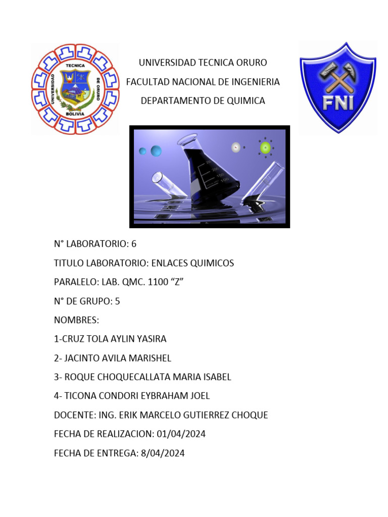 Lab 6 QMC grupo 5 | PDF | Polaridad química | Enlace químico