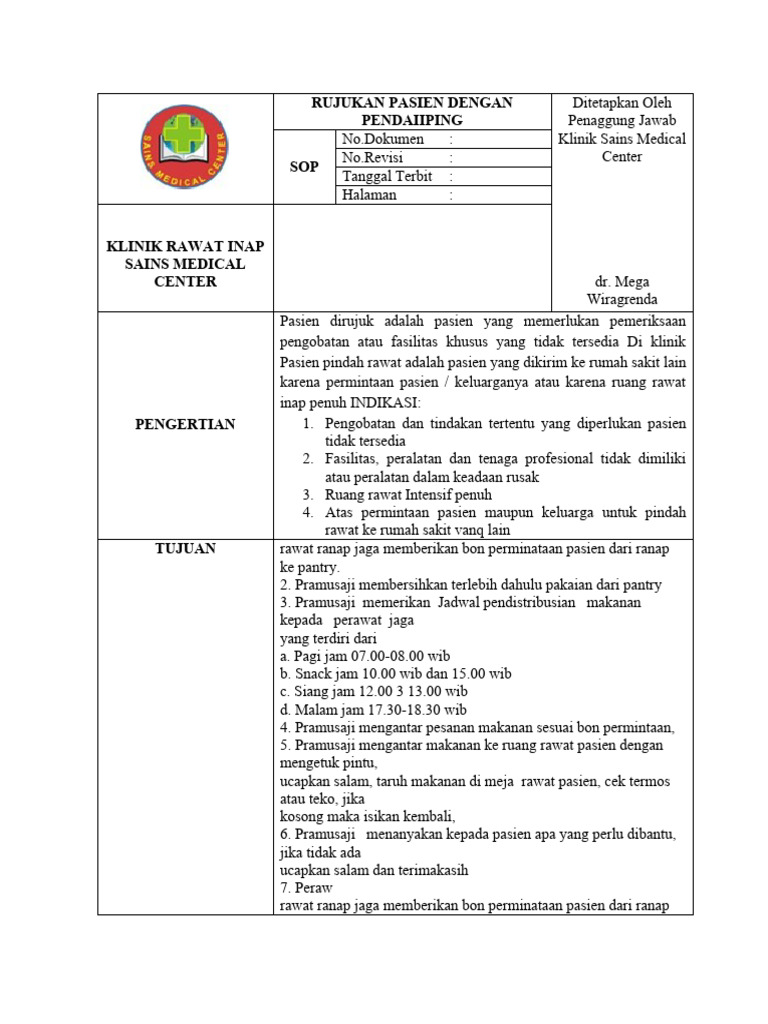 Sop Rujukan Pasien Dengan Pendaiiping | PDF