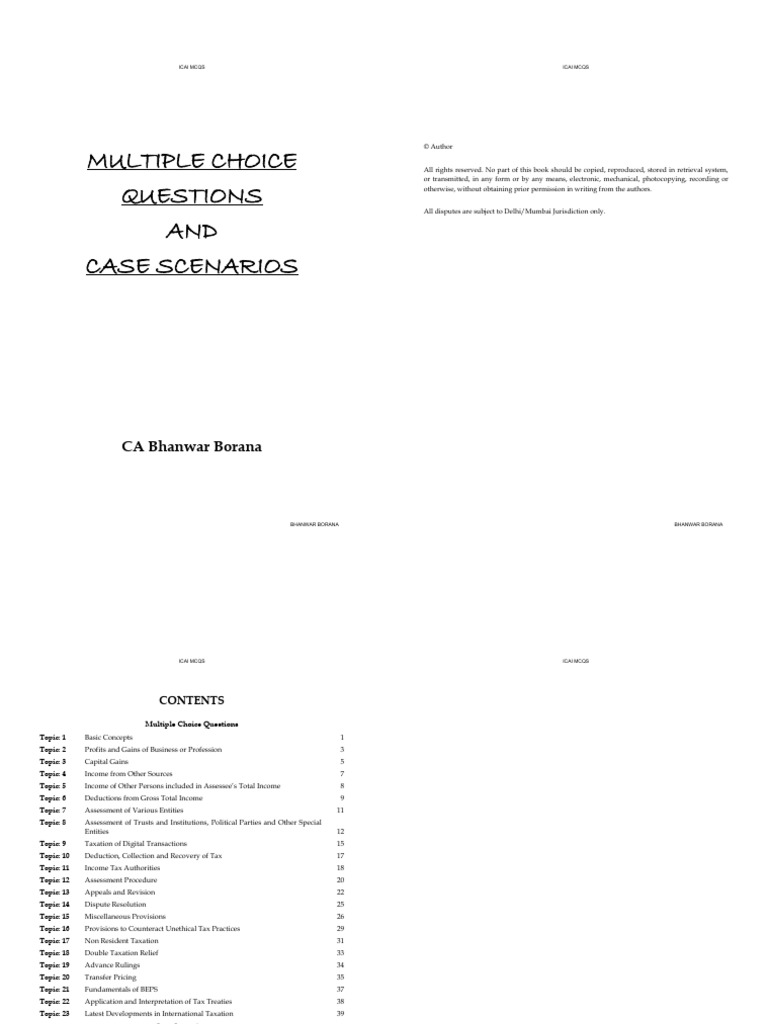 ICAI MCQ's & Case Study DT Paper 7 | PDF | Capital Gains Tax | Real ...