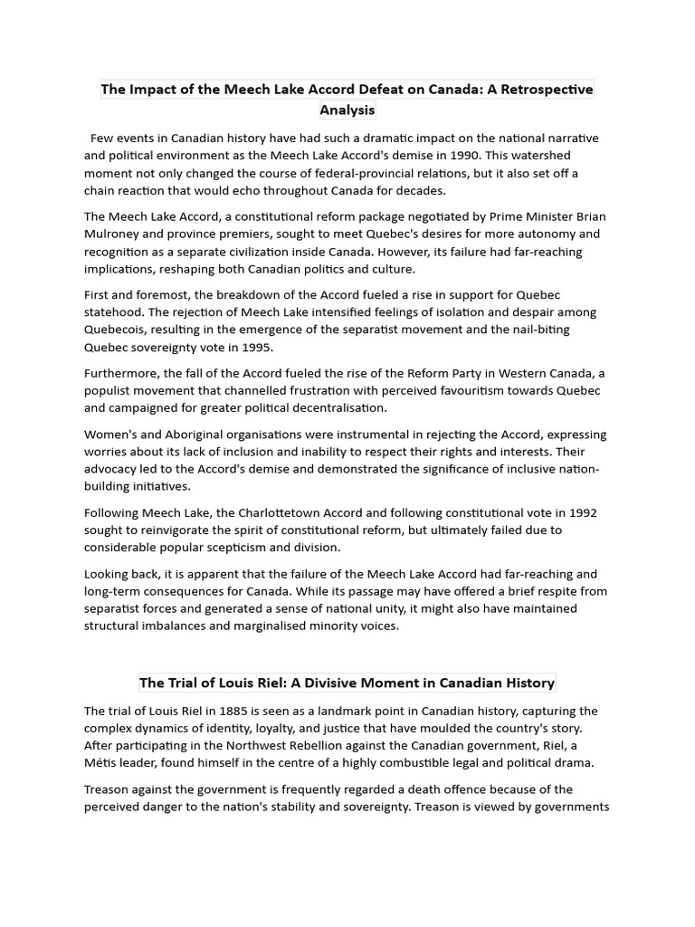 Meech Lake Accord's Impact on Canada | PDF | Canada | Government