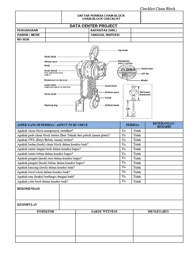 Ceklis Chain Block | PDF