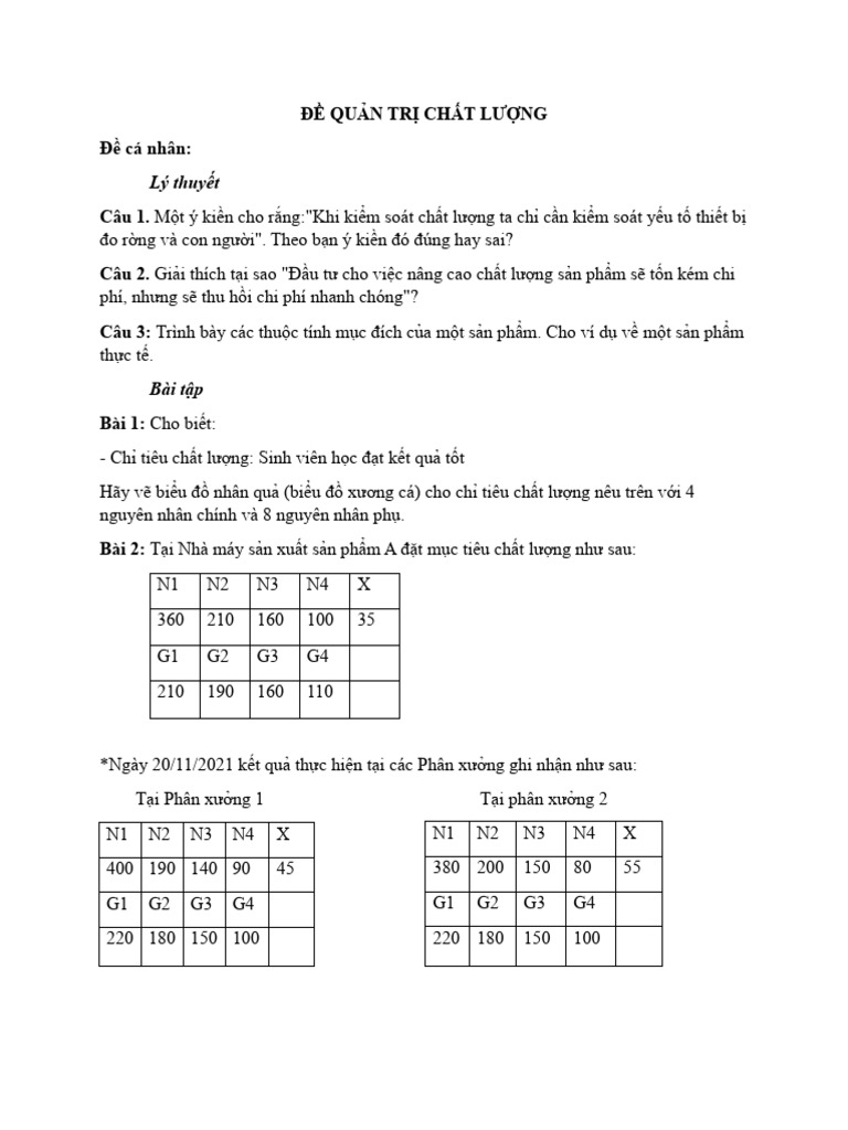 Đề ôn tập QTCL | PDF