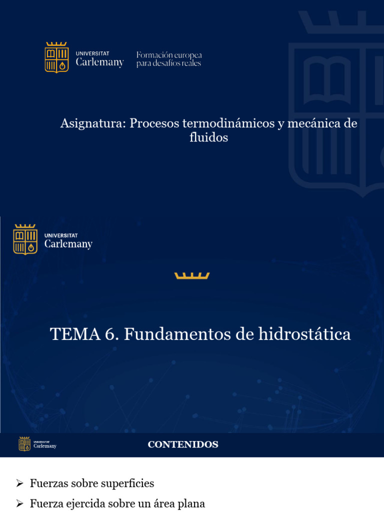 Tema 6 - Fundamentos de Hidrostática - Apuntes | PDF | Cantidad | Líquidos