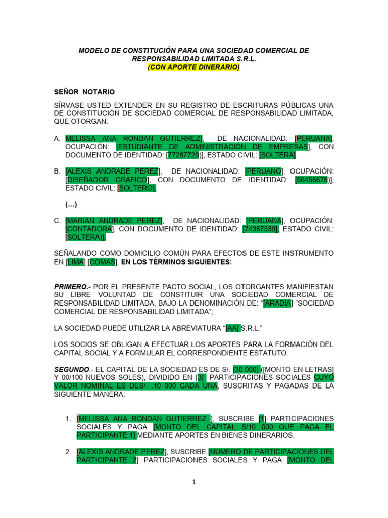 MINUTA Gre | PDF | Sociedad de responsabilidad limitada | Business