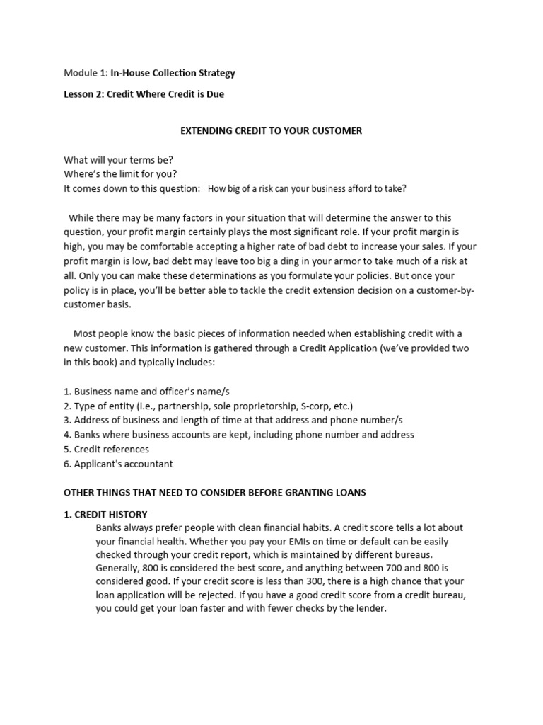 Credit Extension Strategies Explained | PDF | Credit | Finance & Money ...