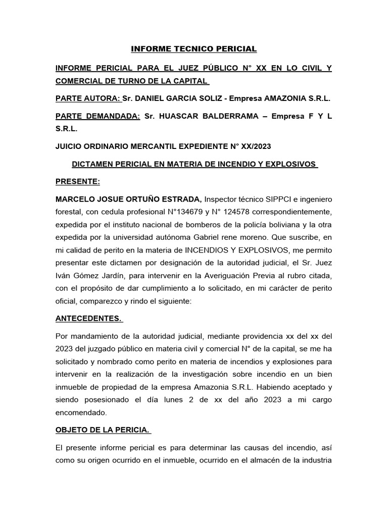 Informe Pericial de Incedio | PDF | Combustión | Combustibles