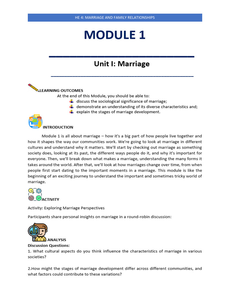 UNIT 1 - Marriage | PDF | Marriage | Family