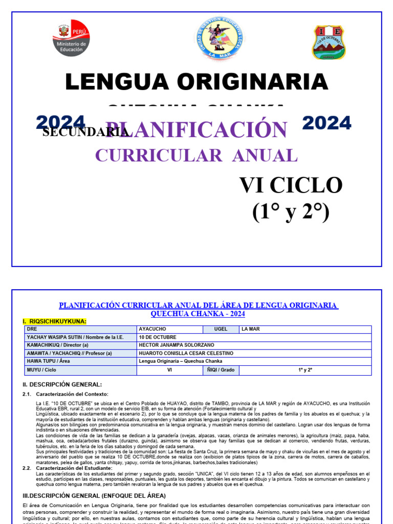 PROGRAMACION CURRICULAR VI CICLO - SEC - 2024 | PDF | Aprendizaje | Evaluación