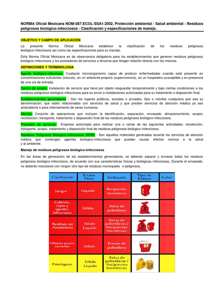 Norma 087 Rpbi | Descargar gratis PDF | Residuos