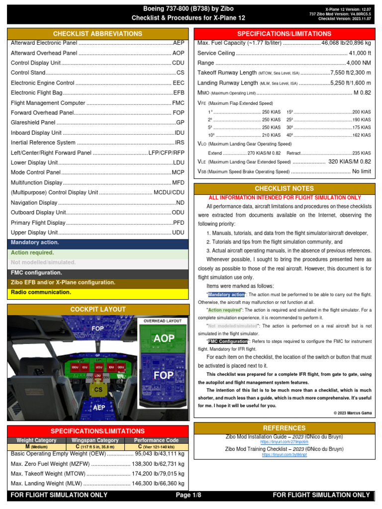 B738 Checklist (Zibo) | PDF | Air Traffic Control | Empennage