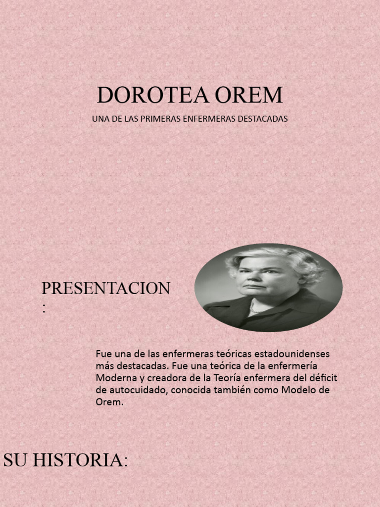 Dorotea Orem Exposición | PDF | Enfermería | Sicología