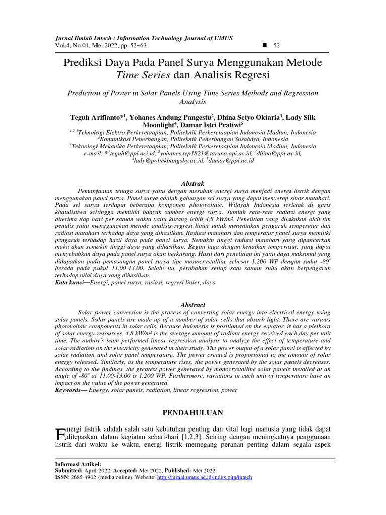3 - Regresi Daya Panel Surya | PDF