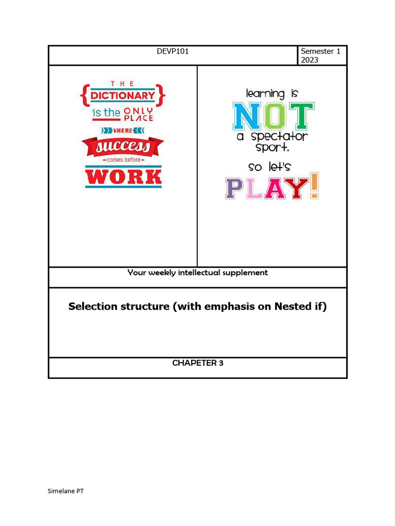 Selection Structure (With Emphasis On Nested If) | Download Free PDF | Computer Science ...