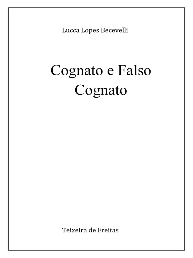 Cognato e Falso Cognato | PDF | Linguagem natural | Comunicação humana